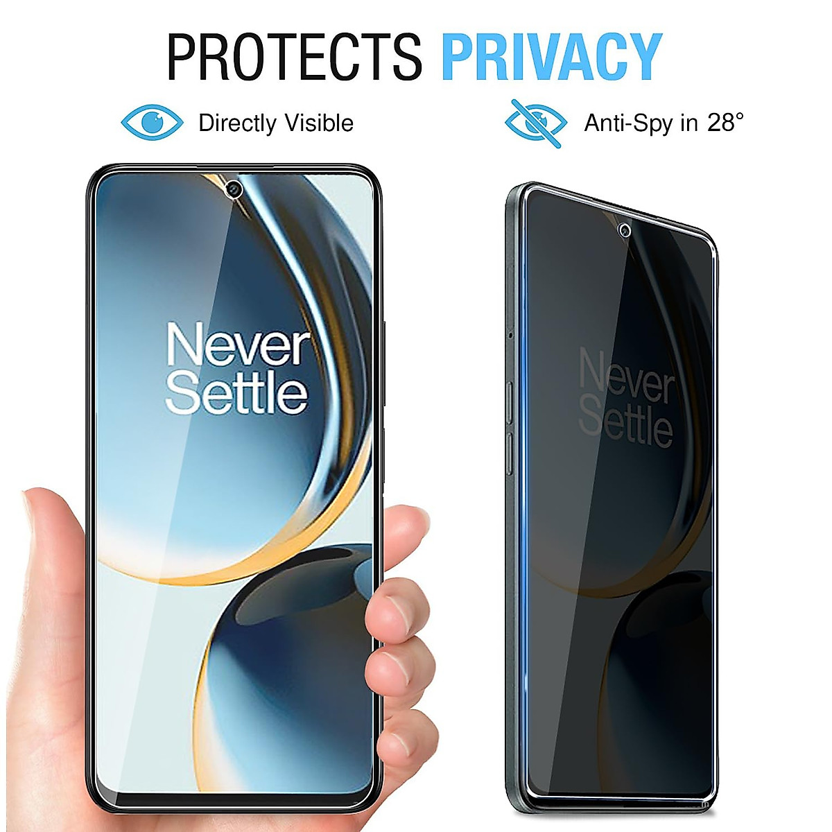 Anbzsign For OnePlus Nord N30 5G / Nord CE 3 Lite (2023) With [2 Pack] Camera Lens Protector and [2 Pack] Privacy Screen Protector, Anti-Spy 9H Hardness Tempered Glass.