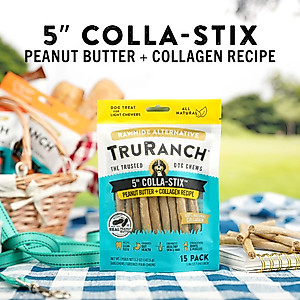 TRURANCH 5" Collagen Sticks, Peanut Butter - 15 Pack