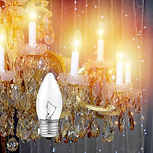 lingruiyi 40W Incandescent Torpedo Tip Chandelier with Crystal Clear Incandescent Light Bulbs,Flame Tip Light Bulbs, Tip Light Bulb and Medium E26 Candelabra Base (8PACK)