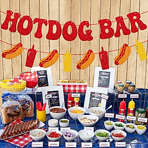 Hotdog bar Banner Hotdog Birthday Party Supplies for Children Kids Sausage Bday Party Decorations