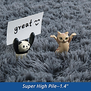 BALAPET Modern Plush Area Rug 10x14, Ultra Soft Large Faux Fur Area Rug for Bedroom Living Room, Non-Skid Indoor Carpet for Kids Playroom Home Decor，Dark Grey