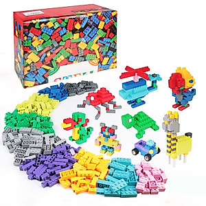 GARUNK Building Bricks 1000 Pieces, Classic Building Blocks for Kids Educational Toys with Wheel, Tire, Axle, Window, Doors Compatible with All Major Brands for Ages 3+ 4 5 6 7 8 Year Old Boys Girls