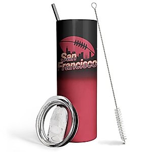 Sanfrancisco Classic Stainless Steel Tumbler with Lid and Straw, City Football Fans Gifts,20oz Football Team Skinny Travel Mug Tumbler Cup Water Botter