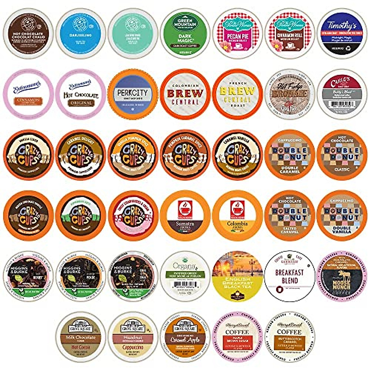 Perfect Samplers Coffee, Tea, Cider,Cappuccino For Keurig K Cups Brewers, Mix 40 Count