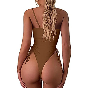 ioiom Sexy Swimsuit for Women Tummy Control Swimsuits for Women Brown S
