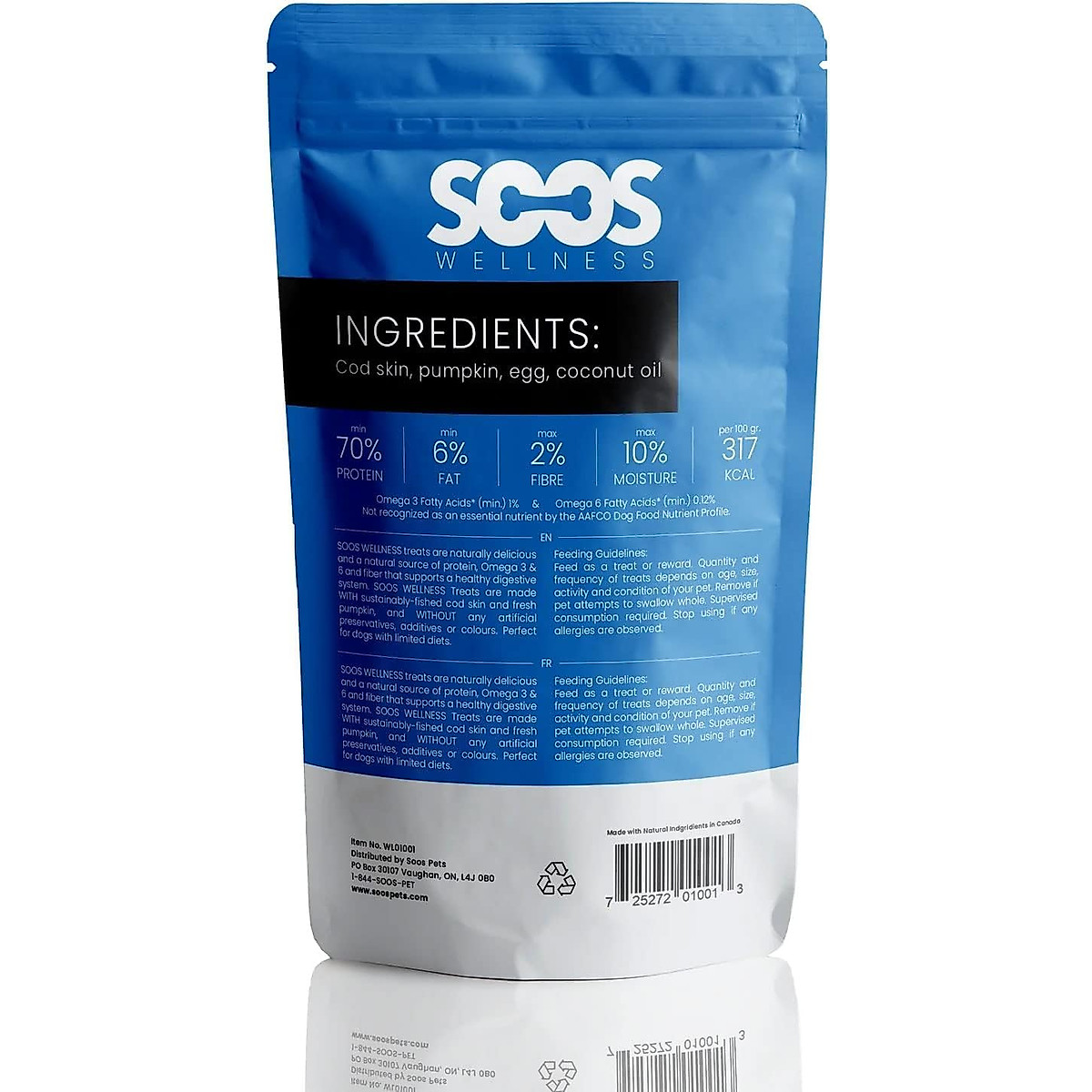 SOOS Cod and Pumpkin Dog Treats Training Dog Treats Dog Chews Cat Treats All Natural Dogs and Cats Wellness Treat for Pets - 1x Pack 85gr / 3oz