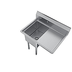 Elkay Dependabilt Stainless Steel 38-1/2" x 23-13/16" x 44-3/4" 16 Gauge One Compartment Sink w/ 18" Right Drainboard and Stainless Steel Legs