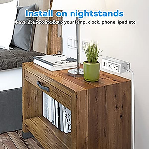 Kungfuking Power Strip with USB, Wall Mountable Socket Surge Protector Power Strip with 2 AC Outlets and 2 USB Charging Ports White Extension Cord 6.56 FT, Flat Plug