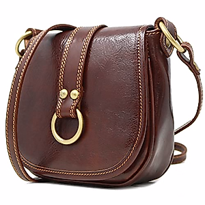 Floto Venezia Women's Saddle Bag Crossbody Shoulder Bag Handbag (Vecchio Brown)