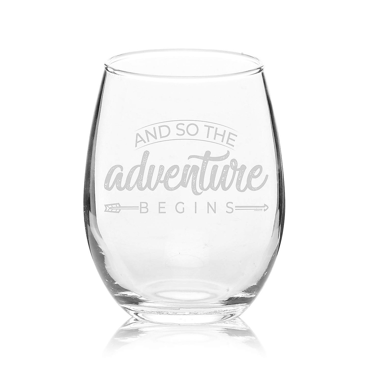 Veracco And So The Adventure Begins Stemless Wine Glass Funny BirthdayGift For Someone Who Loves Drinking Bachelor Party Favors (Clear, Glass)