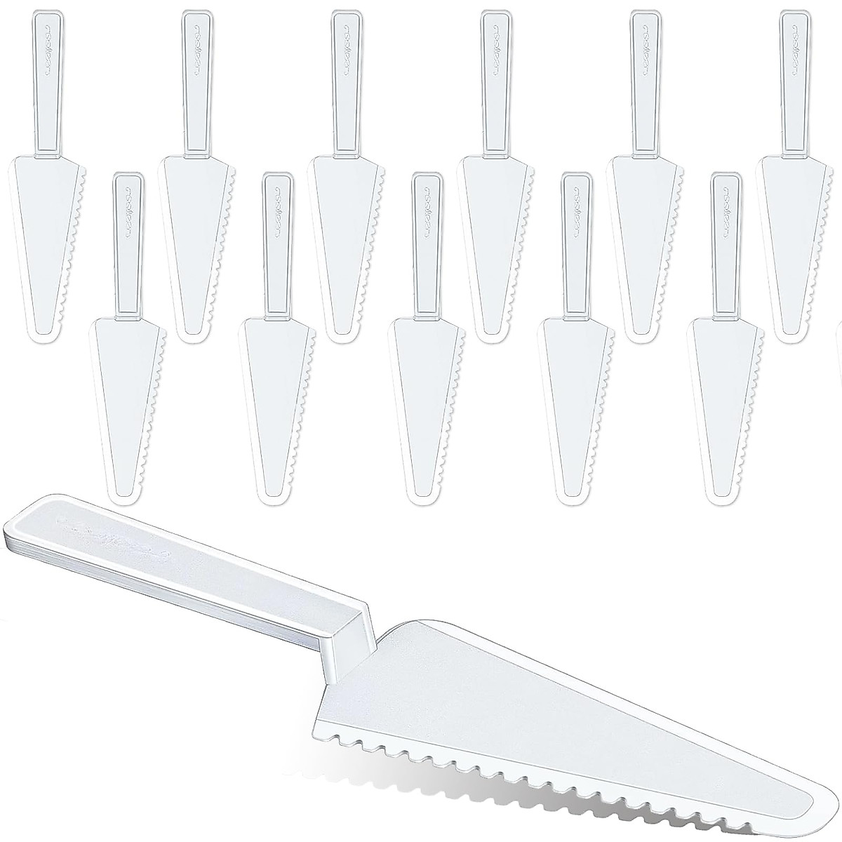 12 Pcs Disposable Plastic Cake Cutter Cake Pie Server Cutter Slicer Pizza Pastry Slicer for Kitchen Wedding Buffet