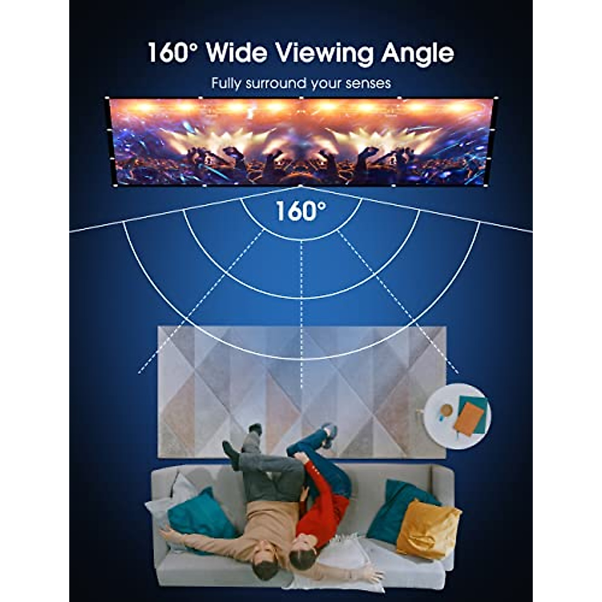 Projector Screen 120 inch, Osoeri 4K 16:9 HD Rear Front Projector Screen Anti-Crease Foldable Projection Screen Double-Sided Portable Outdoor Indoor Projector Screen for Movie Home Theater Yard Travel