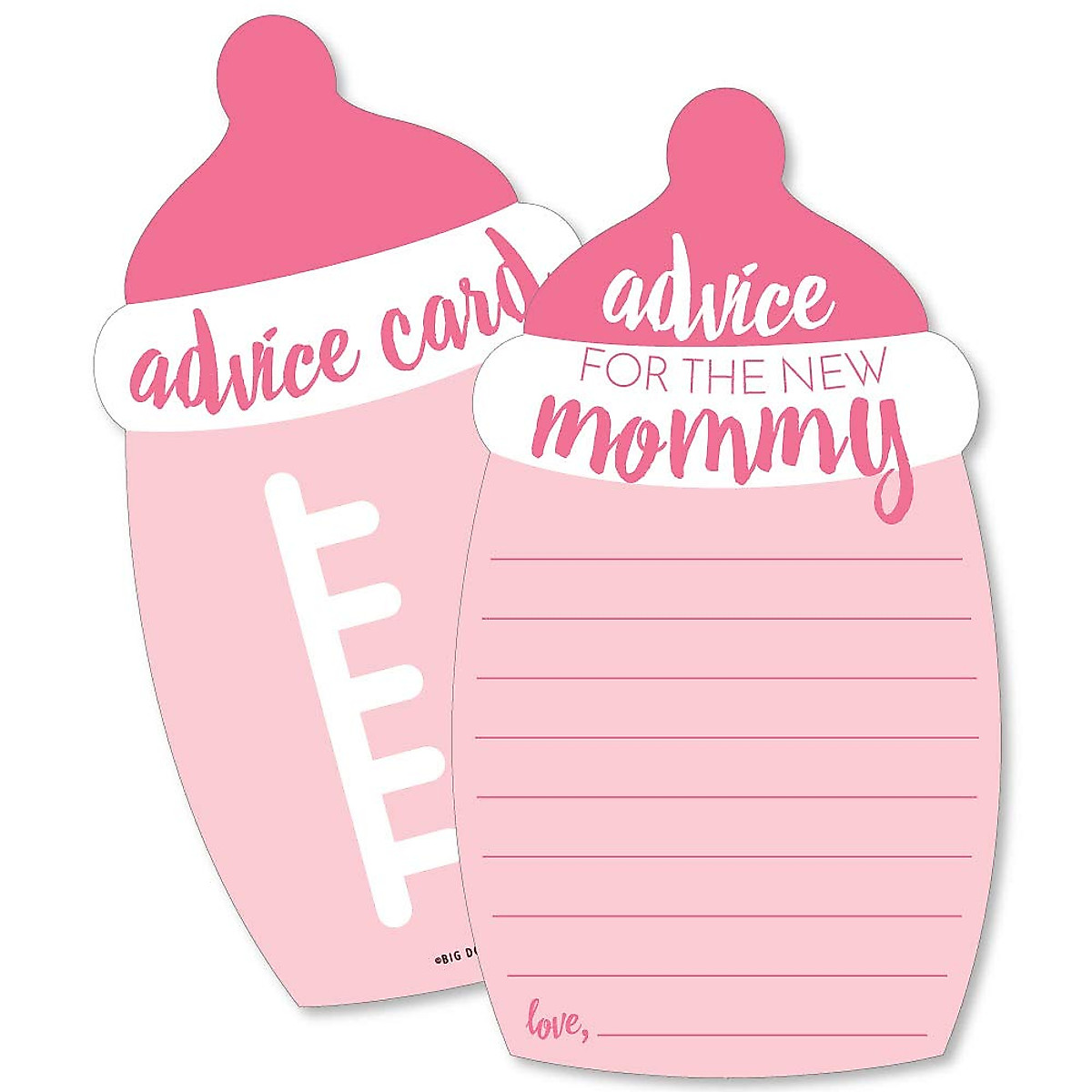 Big Dot of Happiness Baby Girl - Pink Bottle Baby Shower Advice Cards - Set of 20