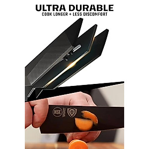 DALSTRONG Knife Block Set - 5pc - Shadow Black Series - Black Titanium Nitride Coated - High Carbon - 7CR17MOV-X Vacuum Treated Steel - Sheath - Kitchen Knife Set with Block - NSF Certified