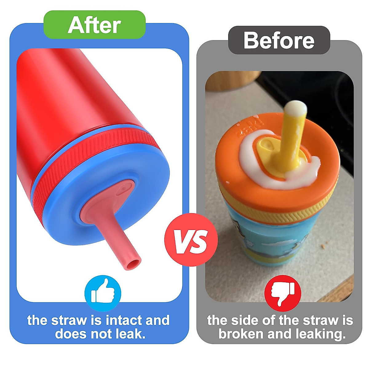 Vodolo Straw Replacement Compatible with Zak Straw Cups,4PCS 15 oz Tumbler Water Bottle Reusable Silicone Straw BPA-Free with Straw Cleaning Brush for Zak Designs Kelso 12 oz Cups