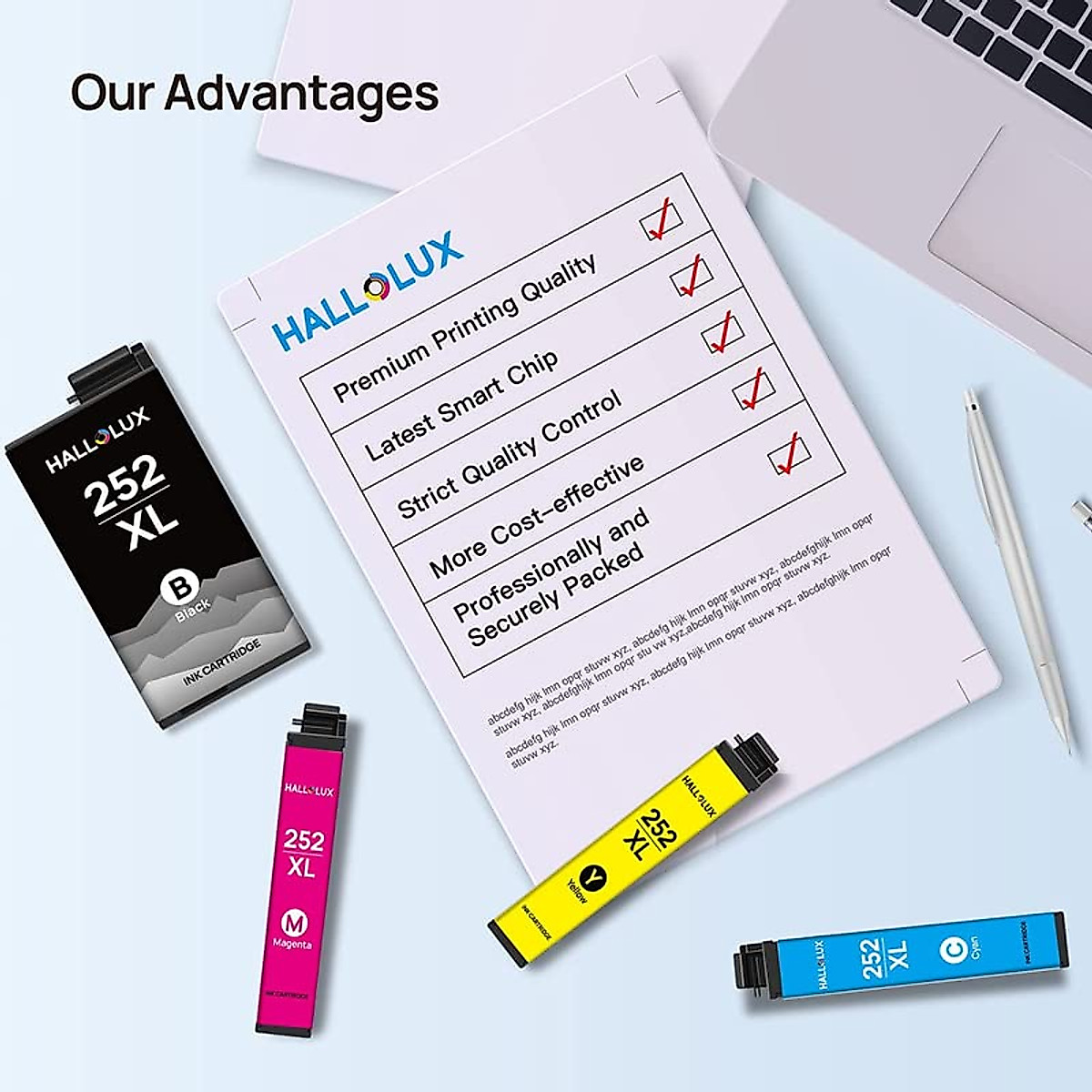 252XL Ink Remanufactured Ink Cartridge Replacement for Epson 252XL Ink Cartridges Combo Pack to use with WF-7210,WF-7720,WF-7710,WF-3640,WF-3620,WF-7620,WF-7610 (Black, Cyan, Magenta, Yellow, 4 Pack)