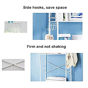 Hokcus Multi-Functional Shelf Washer Storage Frames for Over Toilet,Shelf 2-Layer Over Washinghine Storage Rack,Utility Metal Bathroom Shelf,Adjustable Foot Pad - 2 Layers with 3 H