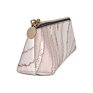 Pink Rose Gold Marble Pencil Case Women Pen Pouch Simple Carrying Box for Adult With Smooth Zipper Durable Lightweight for Office Organizer Storage Bag