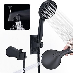YASINU All Metal Bathtub Faucet with Sprayer 10 Settings, Tub Spout with Diverter Matte Black