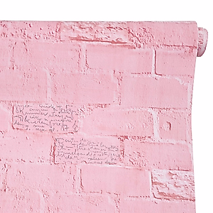 LovingWay English Quotes Drawer Liner 17.7x177 Inch Decor Classroom Wall Easy-to-Install PVC Corner Shelving Paper Pink Bricks