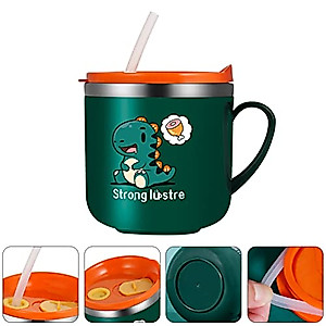 Toddmomy Milk Kids Steel Bottle Drinking Straw Stainless Plastic Cup Scale Anti-scalding Handle Cover and Silicone Ml with Baby Water