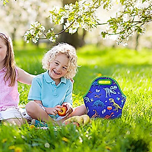 Fossils Dinosaur Lunch Bag - Neoprene Insulated Lunch Box for Boys Kids School Picnic Outdoor Lunch Handbag Waterproof Reusable Lunch Tote Bag Cooler Warm Pouch