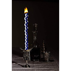Jerusalem Candles Havdalah Candle - Braided Blue and White - Flat Havdallah Candles - 2 Pack