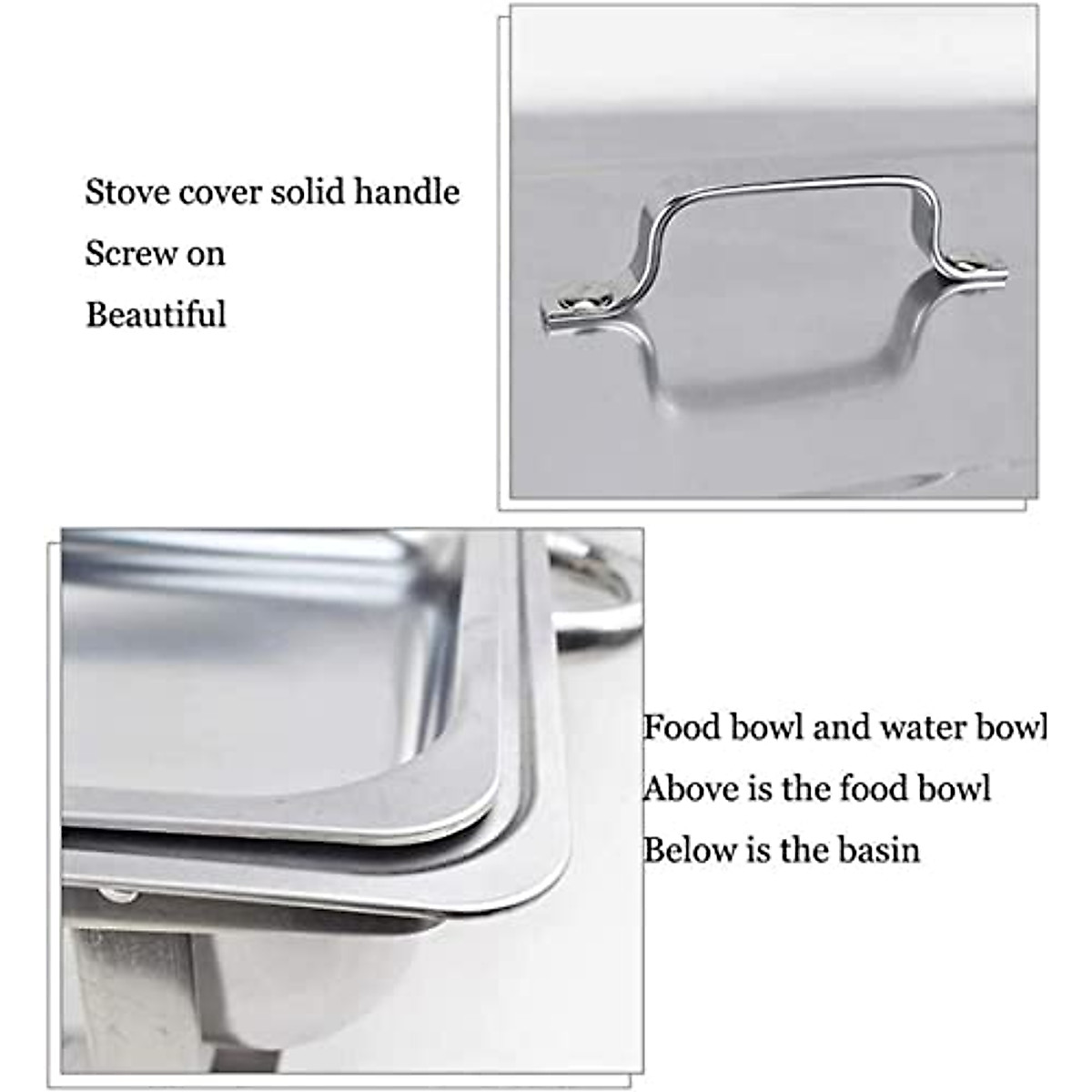 UZOURI Stainless Steel Chafing Dish, Chafing Dish Set Food Warmer Buffet, Stainless Steel Rectangular Full Size Pans for Wedding Graduation Events Parties,9L