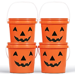 ASEVAT 4-Pack Christmas Candy Buckets, Large Christmas Candy Buckets, Christmas Buckets, Christmas Buckets for Trick or Treat in Bulk for Home, Kids, Bars, and Schools. (Orange, 100oz)