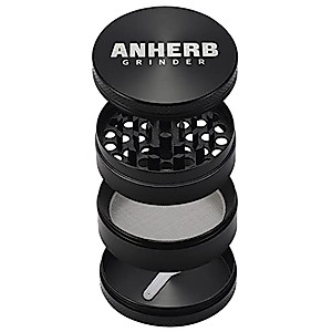 AnHerb Spice Grinder 2.5 Inch, Metal, Black