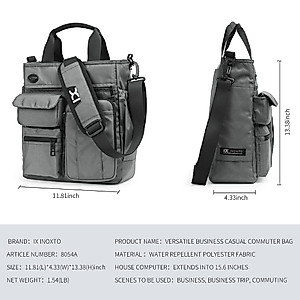 IX INOXTO Mens Messenger Bag Laptop Shoulder Bag Computer Work Office Bag Waterproof Briefcases for Travel Work (grey)