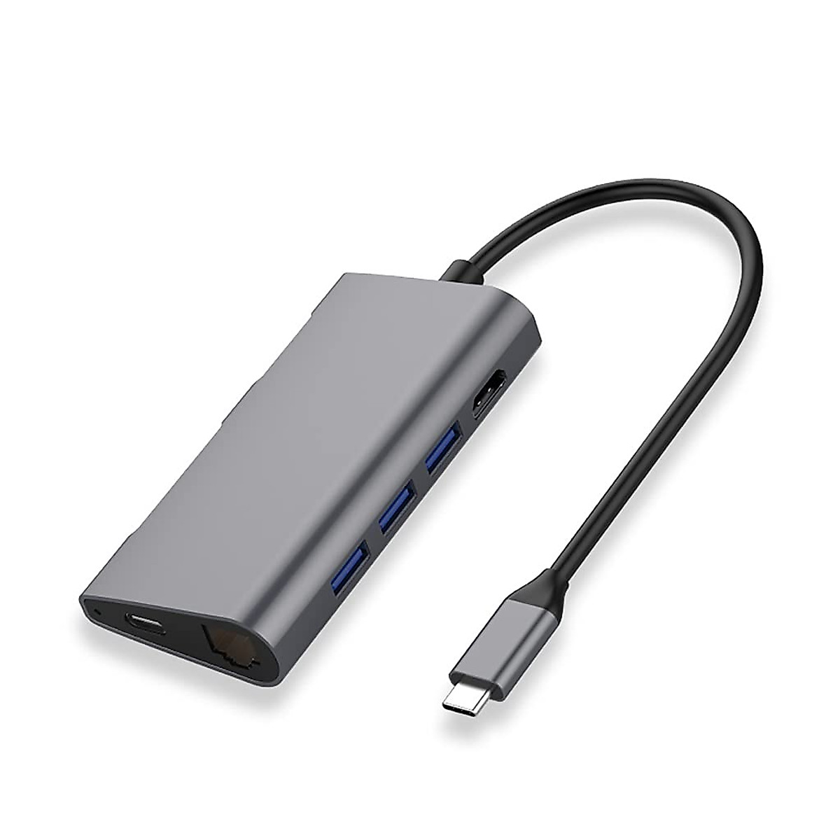 Port Expander USB C Docking Station 8-in-1 USB C Hub Adapter for PC Laptop with HDMI, Ethernet, 3 USB 3.0, 60W PD, SD/TF Card Reader USB Splitter