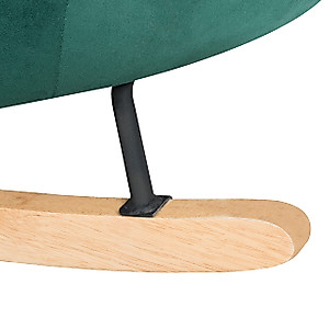 MMTGO 27.5” Whale Rocking Chair w/Metal Support, Comfy Velvet Upholstered Rocker with Non-Slip Solid Wood Legs Suit for Bedroom, Living Room, Porch, Office, Green