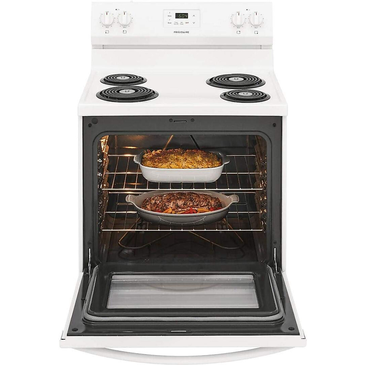 Frigidaire FCRC3012AW 30" Electric Range with 4 Coil Elements 5.3 cu. ft. Oven Capacity Store-More Storage Drawer Electronic Kitchen Timer in White