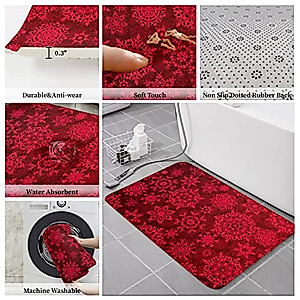 Libaoge Kitchen Mat Rug 1 PCS Christmas Snowflake Red Runner Rug Anti-Fatigue Comfort Memory Foam Standing Mat Non-Slip Floor Door Mat for Bathroom Bedroom 18x47in