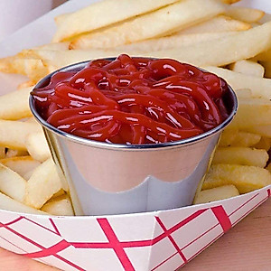 Raitron 4pcs Stainless Steel Sauce Cup Condiment Ketchup Dipping Bowl Seasoning Dish Appetizer Plates Container Kitchen Tools