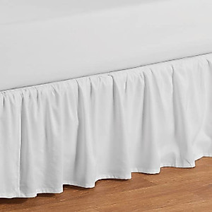 Ruffled Bed Skirt with Split Corners - White, King BedSkirt, Gathered Style Easy Fit up to 16 Inch Drop, with Platform Three Sided Coverage Dust Ruffle Bed Skirts (White King)