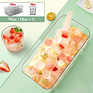 longzon Mini Ice Cube Tray with Lid and Bin, 60 pcs Ice Cube Trays for Freezer, Ice Cube Mold, Ice Molds Spill-Resistant Removable Lid & Ice Scoop, Ice Cube Tray Mold for Whiskey Cocktail, Tea, Coffee