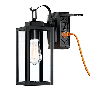 Pia Ricco Outdoor Wall Lights, Matte White Exterior Light Fixtures with Clear Glass Shade, Waterproof Front Porch Lighting, Modern Sconces Lantern for Outside, House, Garage, E26 Socket, ETL Listed