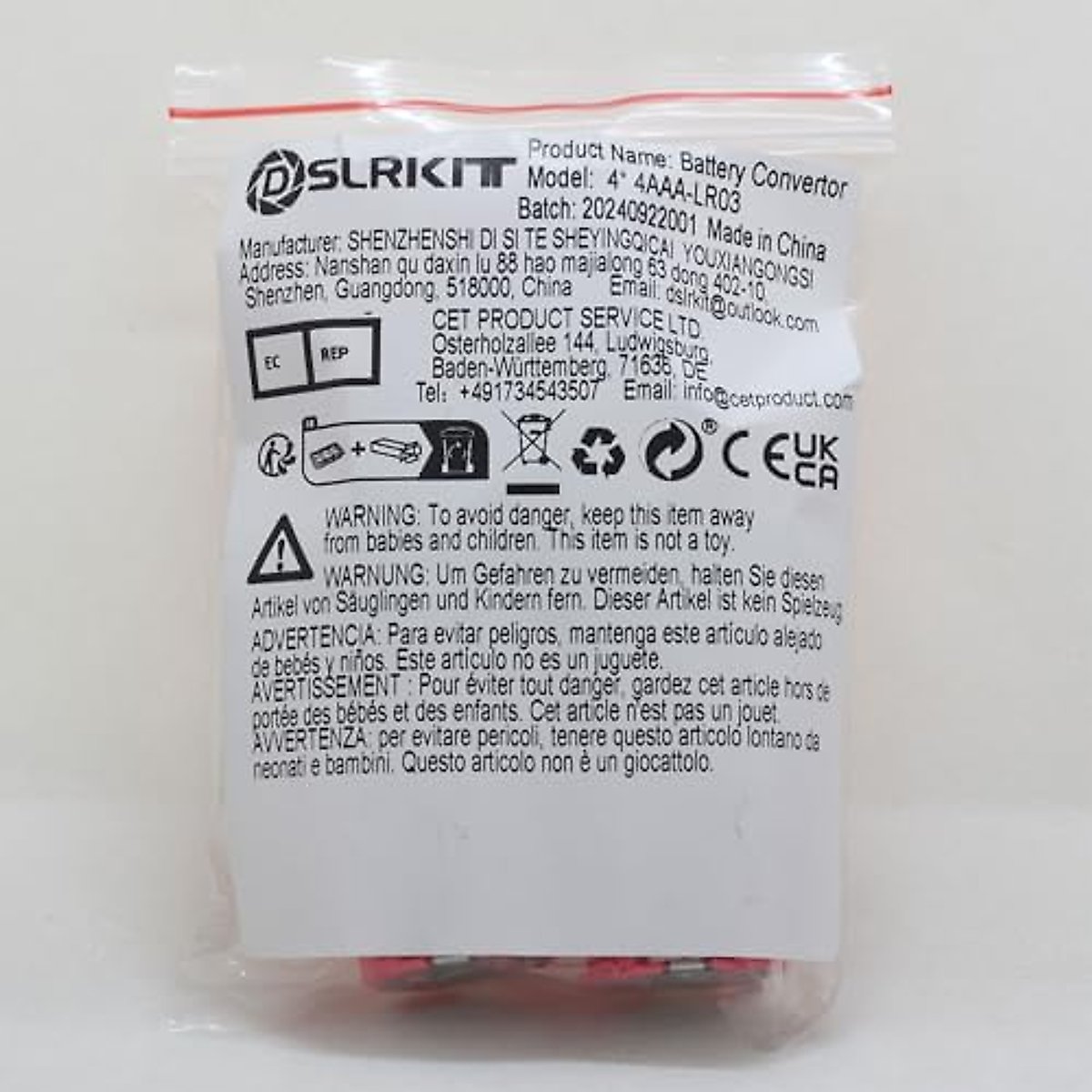 DSLRKIT 4AAA(LR03) to C Size Parallel Battery Adapter Holder (Pack of 4)
