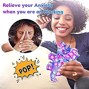 Dinosaur Fidget Push Pop Toy, Fidgets Educational Popping Toy for Girls Squeeze Bubble Sensory Toy Relieve Stress & Anxiety for Adults and Teen