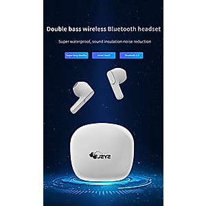 True Wireless Stereo Earbuds Bluetooth 5.0 in Ear Light-Weight Headphones Built-in Microphone, Super bass Long Distance Connection Headset with Charging Case (White)