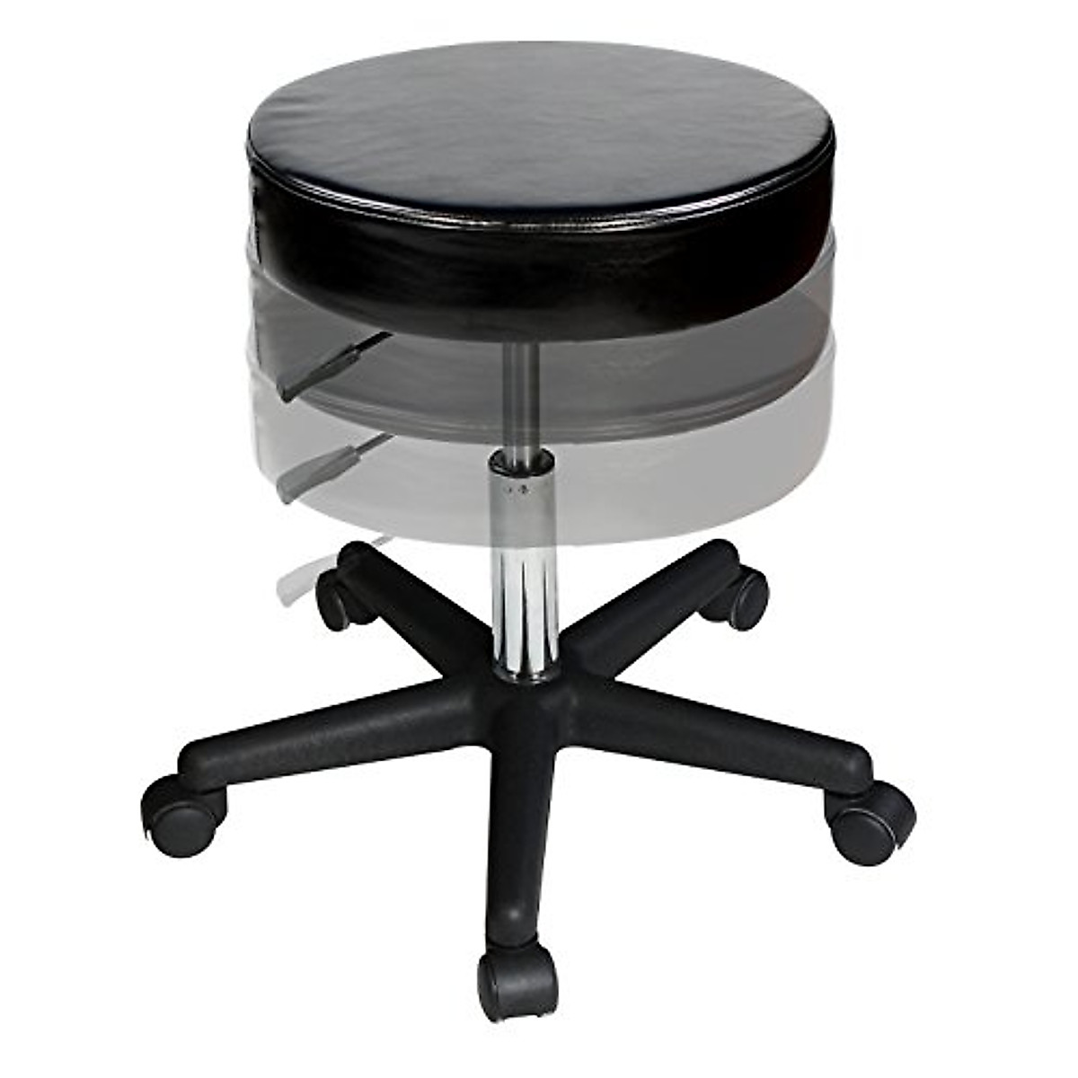 Master Massage Versatile Height Adjustable Rolling Swivel Hydraulic Stool In Black for Salon, Beauty, Home & Office
