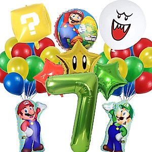 KARAQY Vedio Game 7th Birthday Party Supplies - Boo Balloon, Star Balloons for Boys Kids
