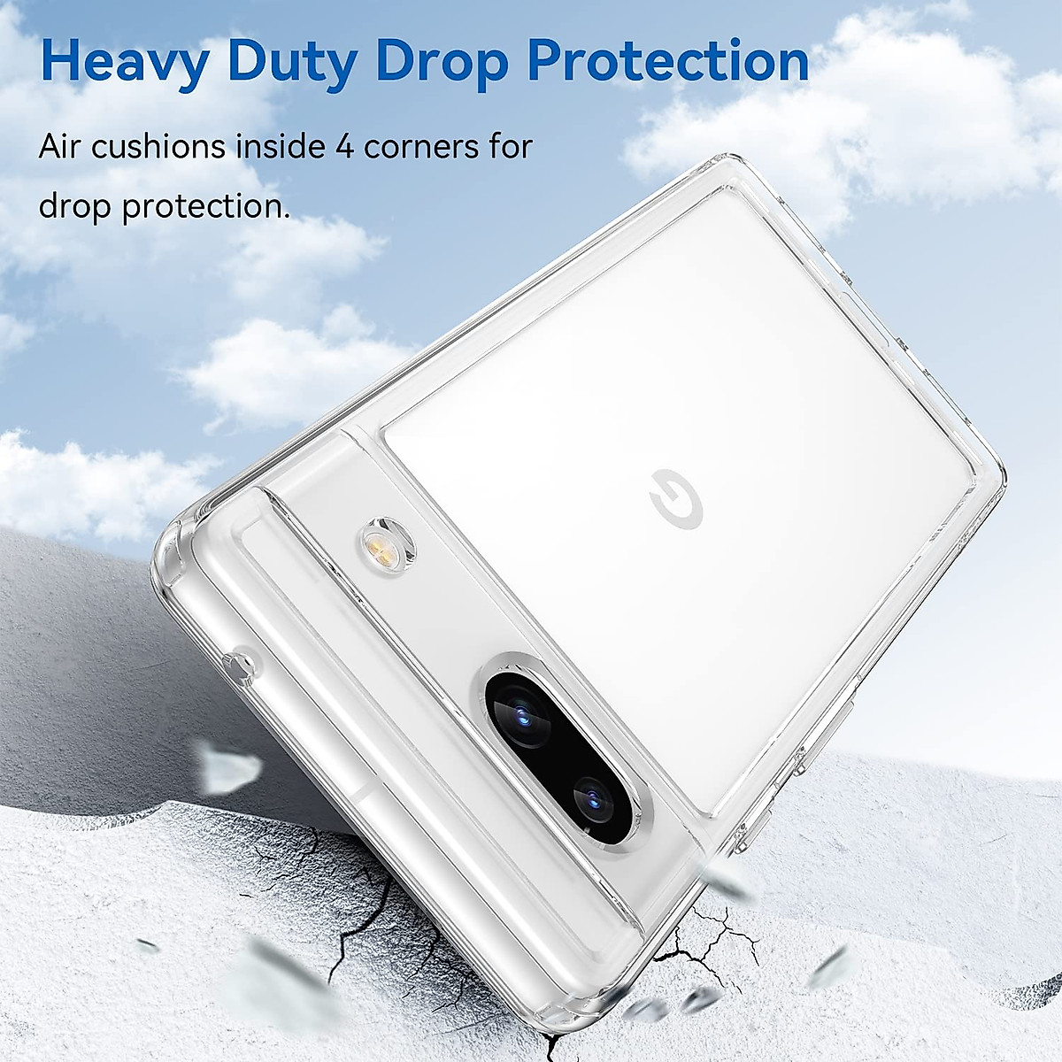 Guarishel for Google Pixel 7a Case: with [Tempered Glass Screen Protector][Built-in 4 Airbags][Not-Yellowing] Military-Grade Shockproof Protective Phone case for Google Pixel 7a, Crystal Clear