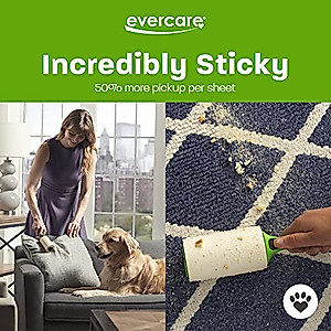 Evercare Pet Extreme Stick Giant Refillable Lint Roller, 60 Sheets, Green
