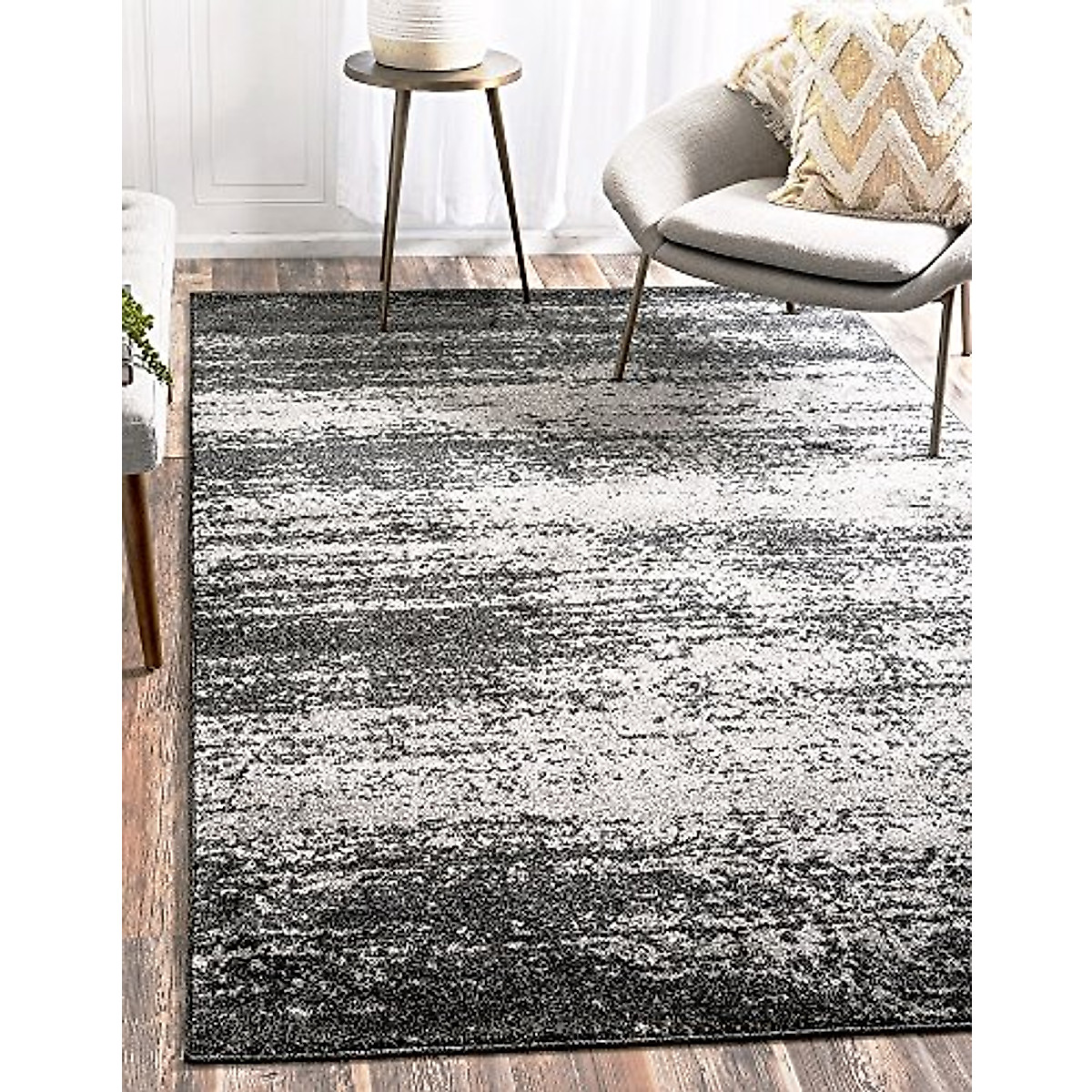 Unique Loom Del Mar Collection Area Rug - Lucille (5' 3" x 8' Rectangle, Dark Gray/ Ivory)