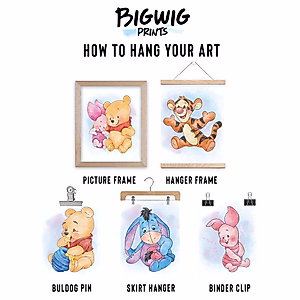 BigWig Prints Winnie the Pooh Nursery Decor - Winnie the Pooh Wall Art, Baby Nursery Wall Decor, Childrens Poster Prints for Classroom, Piglet Tigger Rabbit Eeyore Gifts - Unframed Set of 8 (8x10)