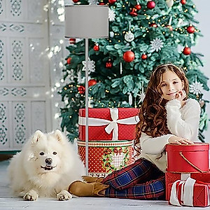 Ambimall Modern Silver Floor Lamp - Tall Lamp for Living Room, Bedroom, Office, Dining Room - Grey Shade (No Bulb)