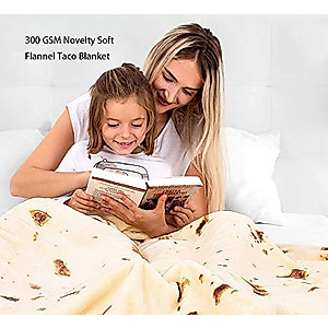 Burritos Tortilla Blanket, Double Sided Giant Flour Tortilla Throw Blanket, Novelty Tortilla Blanket, 300 GSM Soft and Comfortable Flannel Taco Blanket (71 inches)